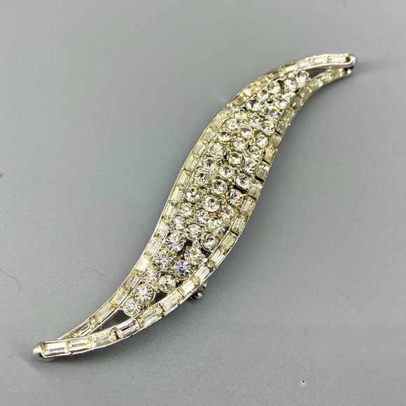 Vintage | Jewelry | Vintage Large Rhinestone Pin Clear Crystal Bling ...